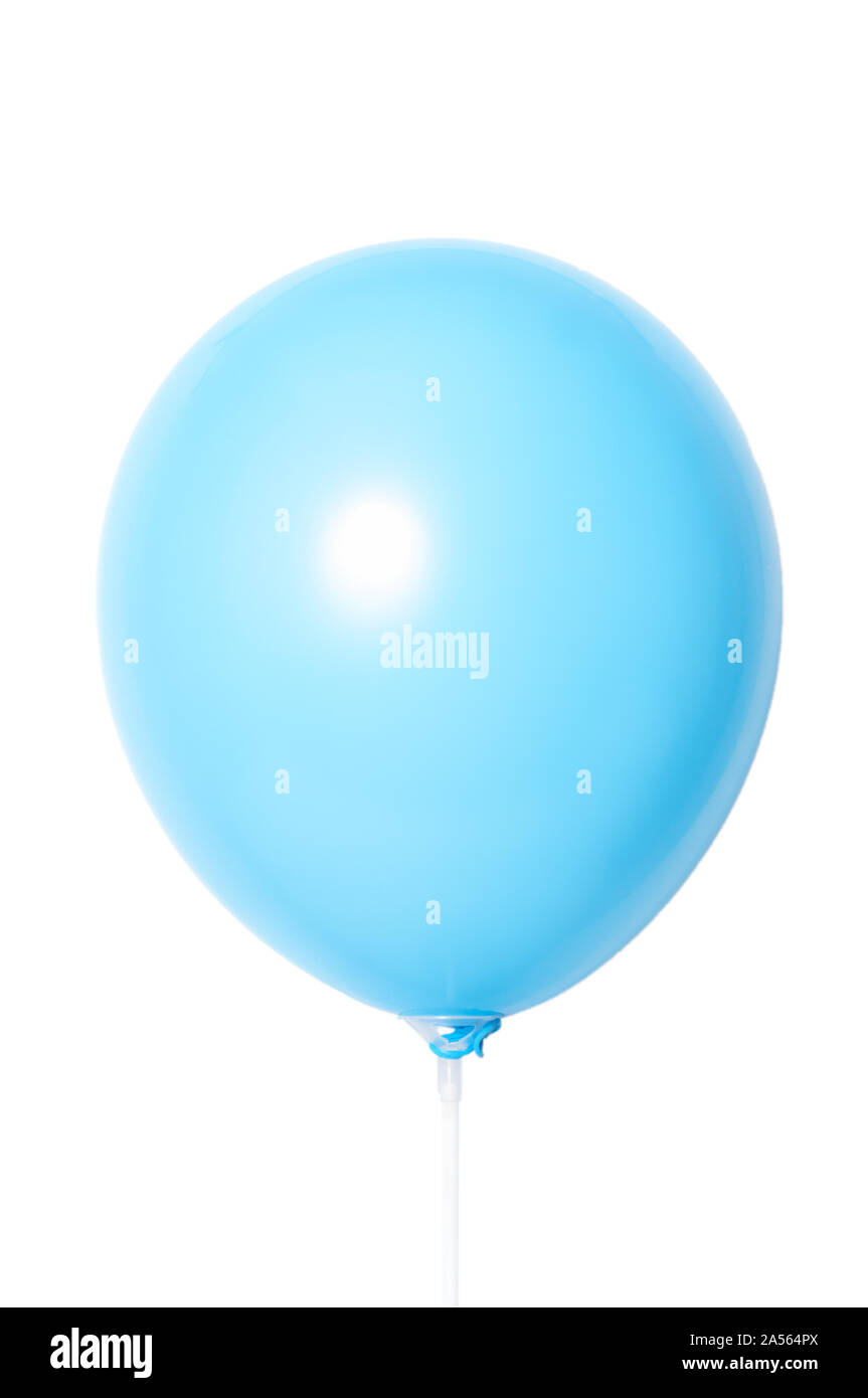 Blue balloon on white background with shadow. Side glare Stock Photo ...