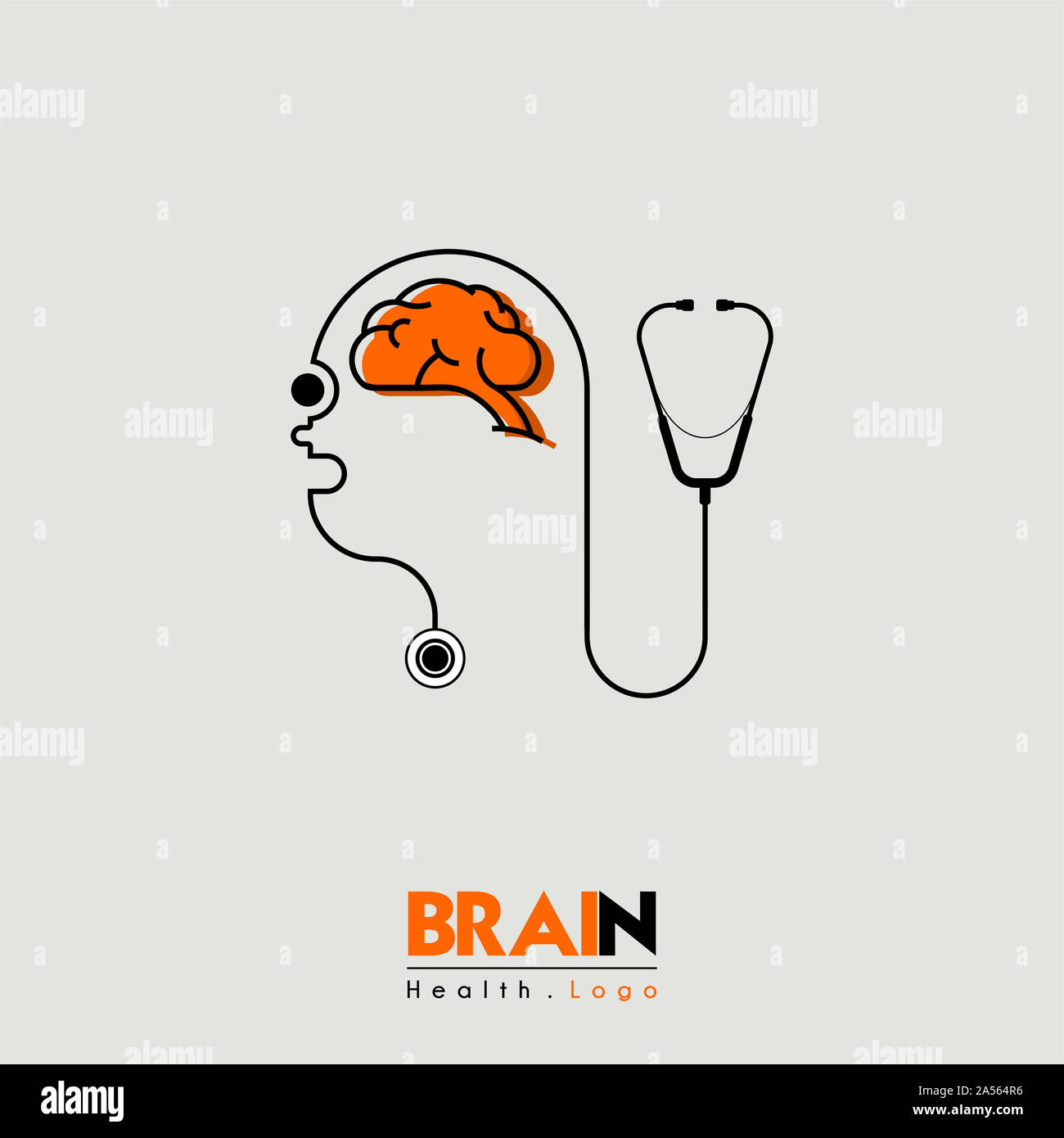 Brain and health cartoon icon logo seen from the side with head people ...