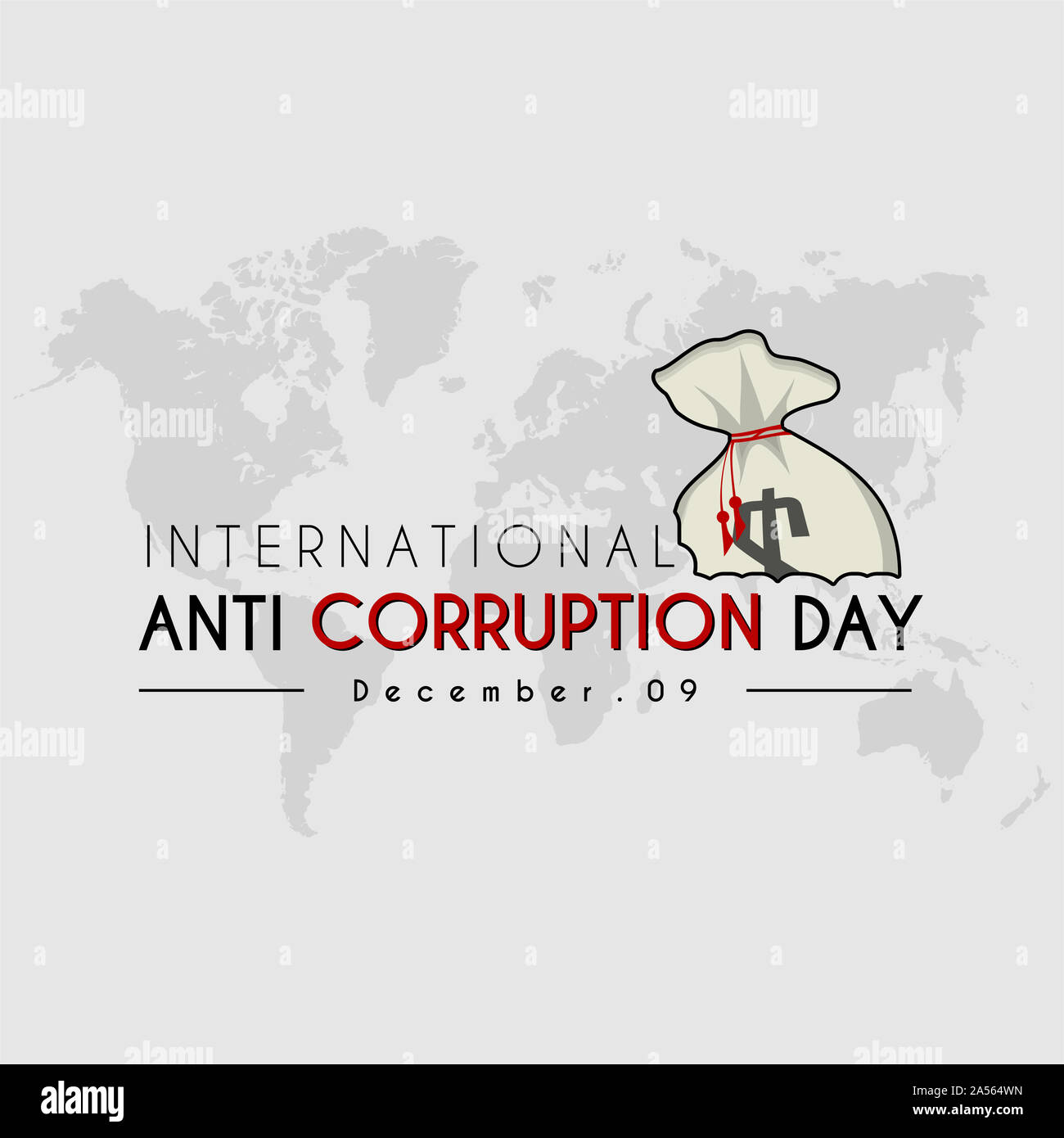 Typography for International Anti Corruption Day with Money Bag Vector ...