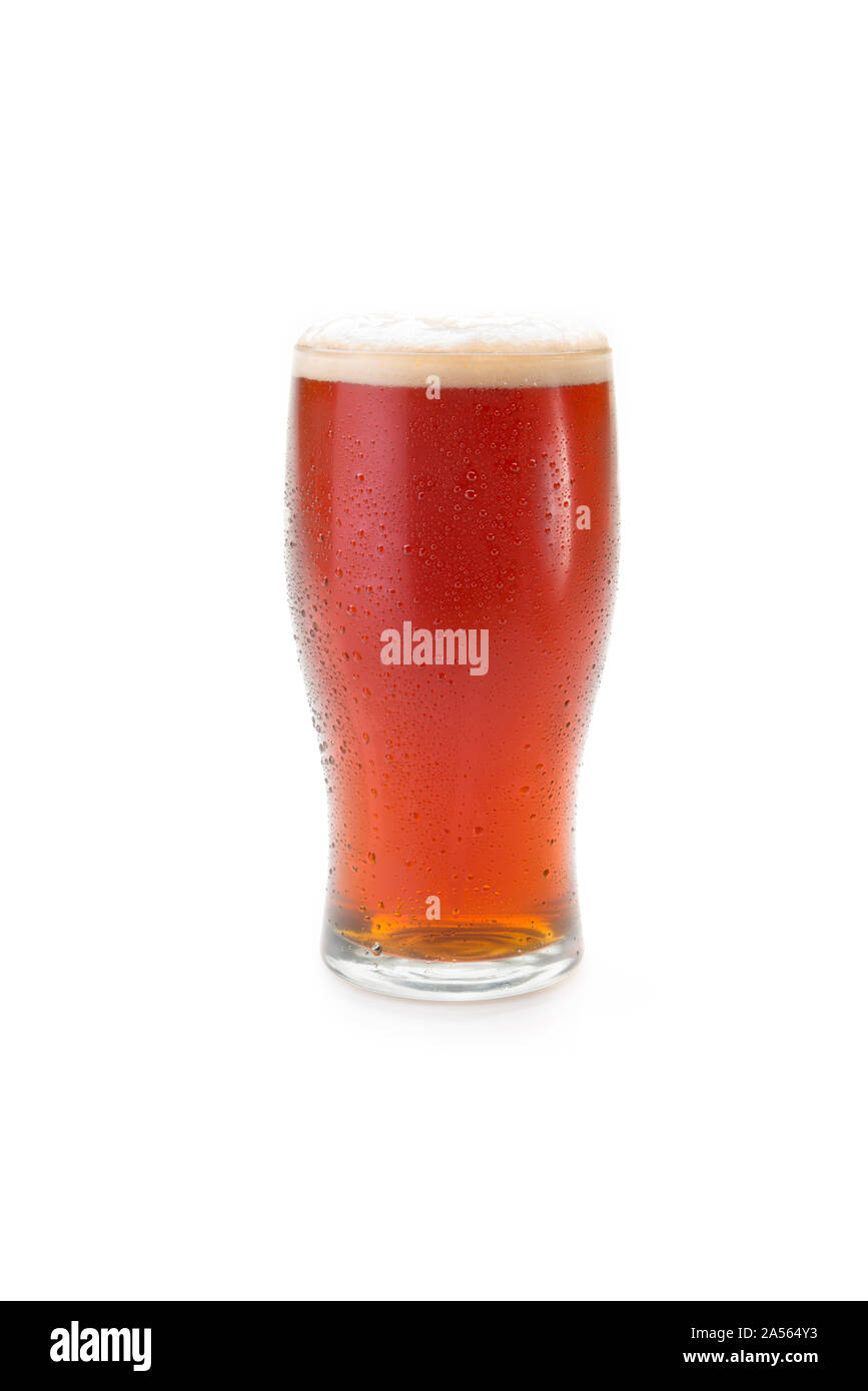Beer in a Pint Glass Isolated on a White Background Stock Photo - Alamy