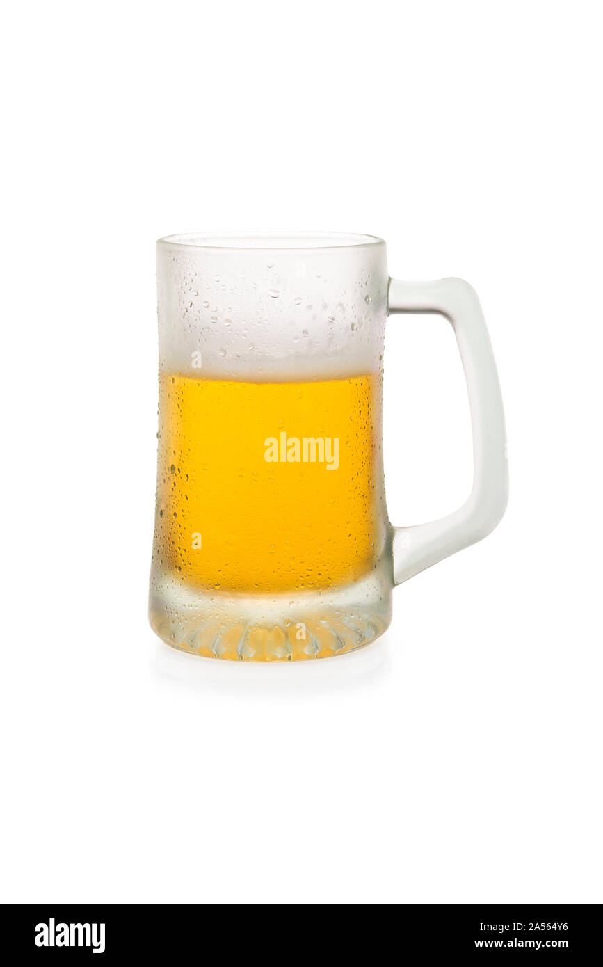 Half Full Mug of Beer Isolated on a White Background Stock Photo - Alamy
