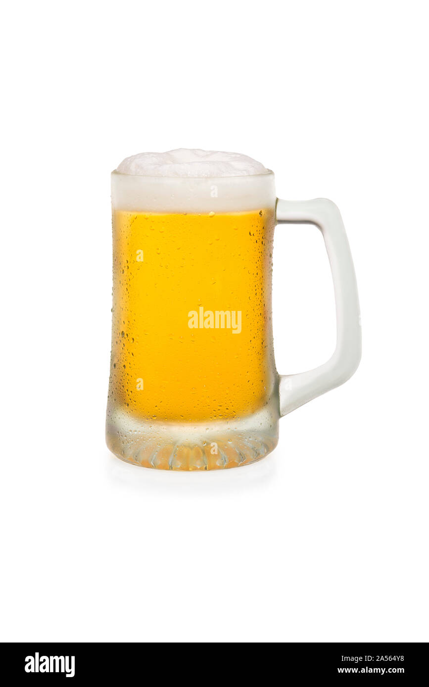 Mug of Beer With Foam Top Isolated on a White Background Stock Photo ...
