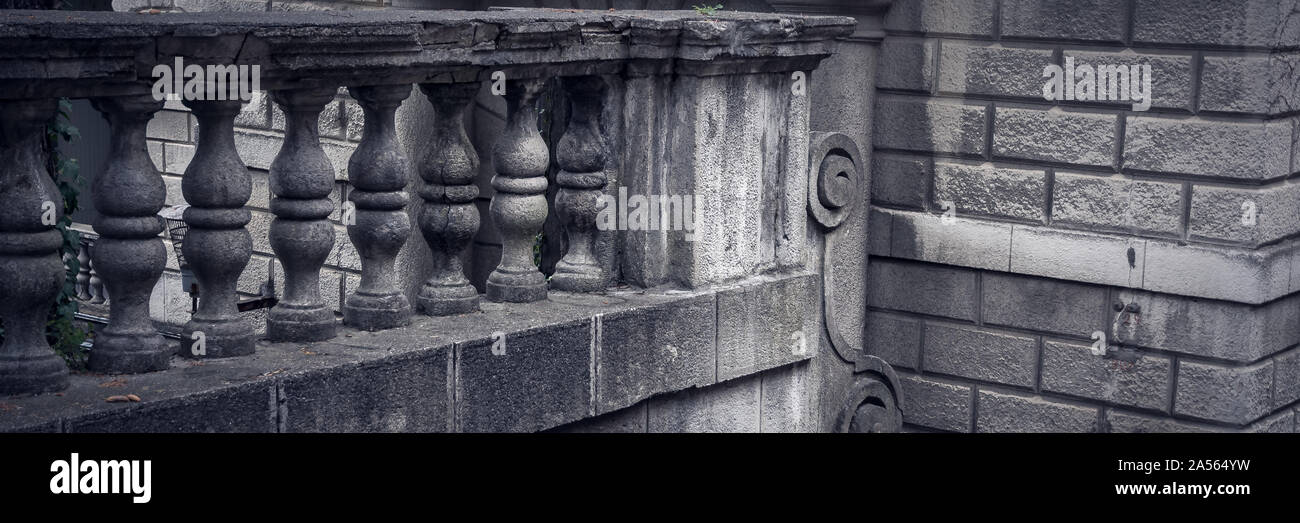 Balusters made of stone on the old historic staircase Stock Photo - Alamy