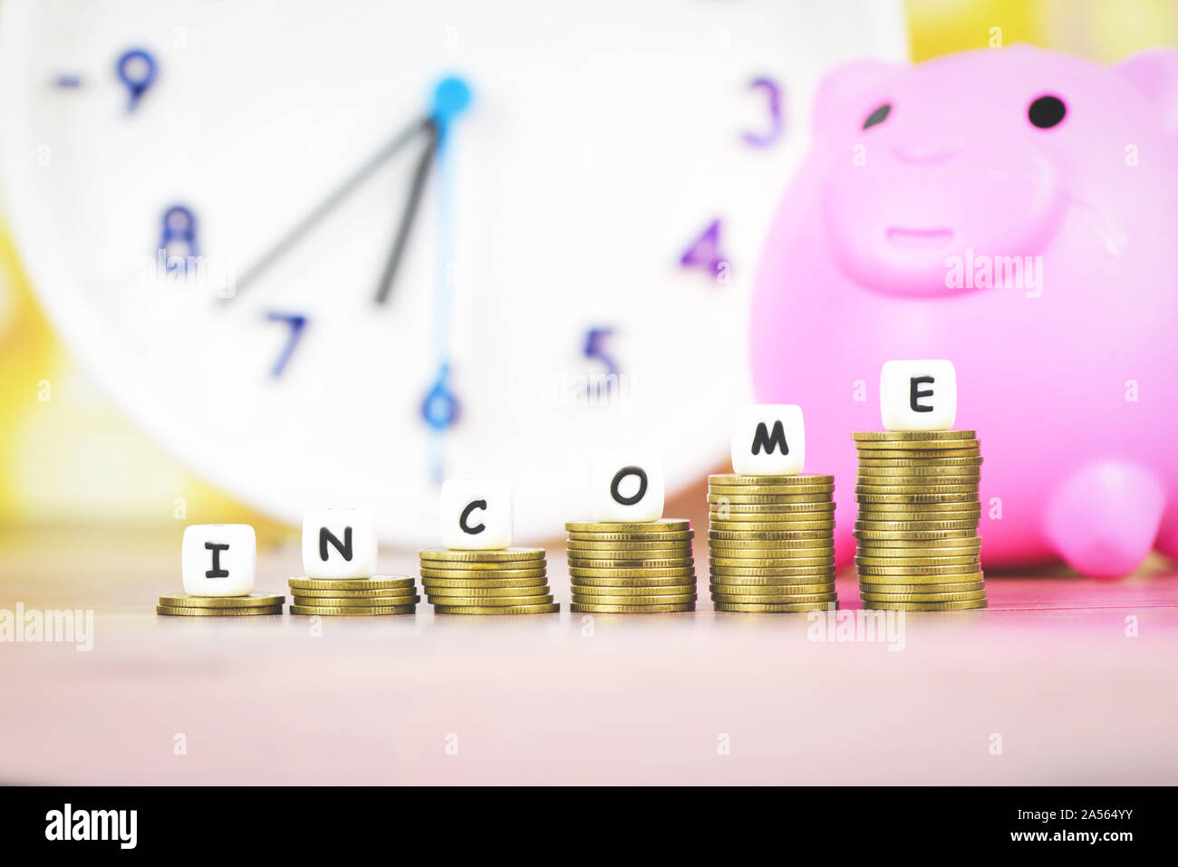 income growth money coins on table / Pile of golden coin stack step up ...