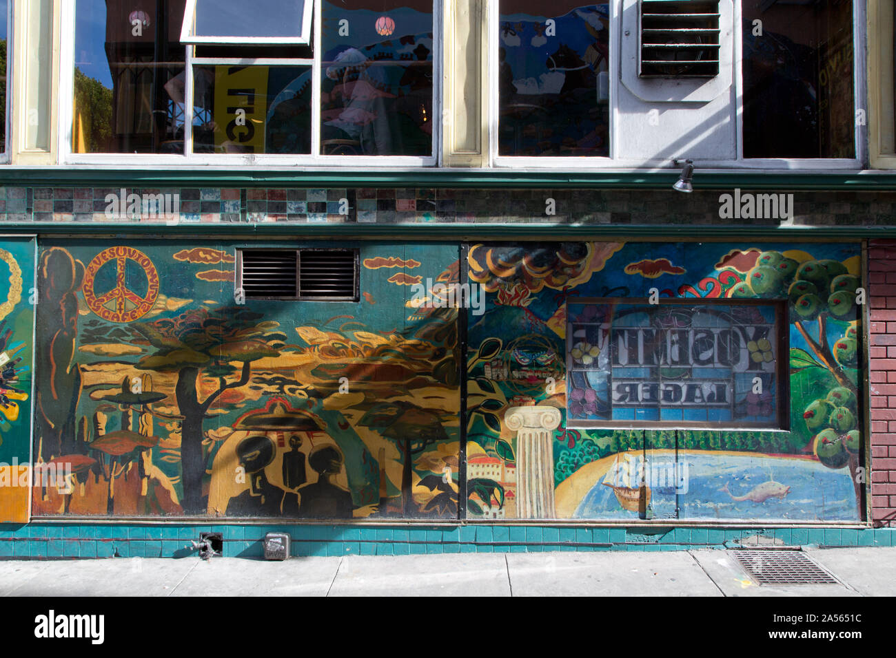 Vesuvio mural near City Lights Bookstore, San Francisco, California ...