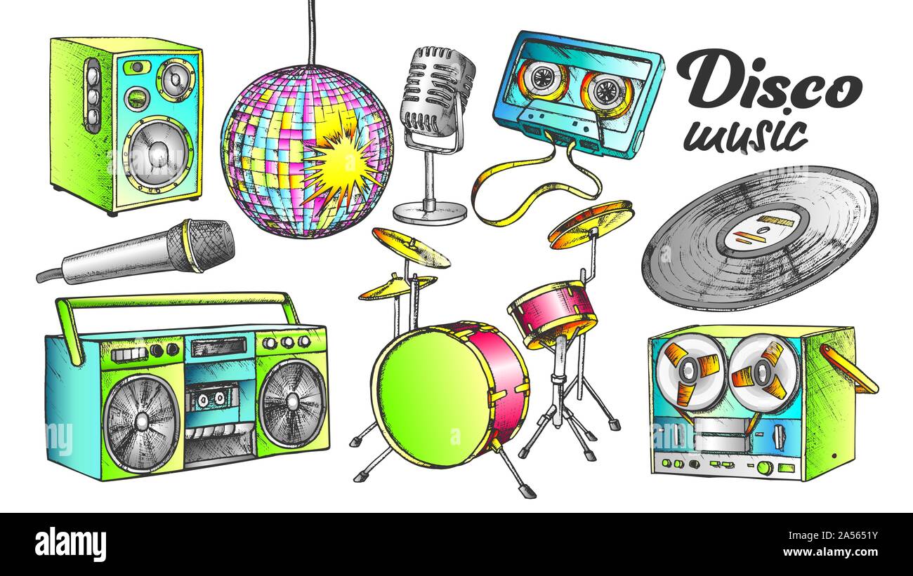 Disco Music Color Elements Ink Set Vector Stock Vector Image & Art - Alamy