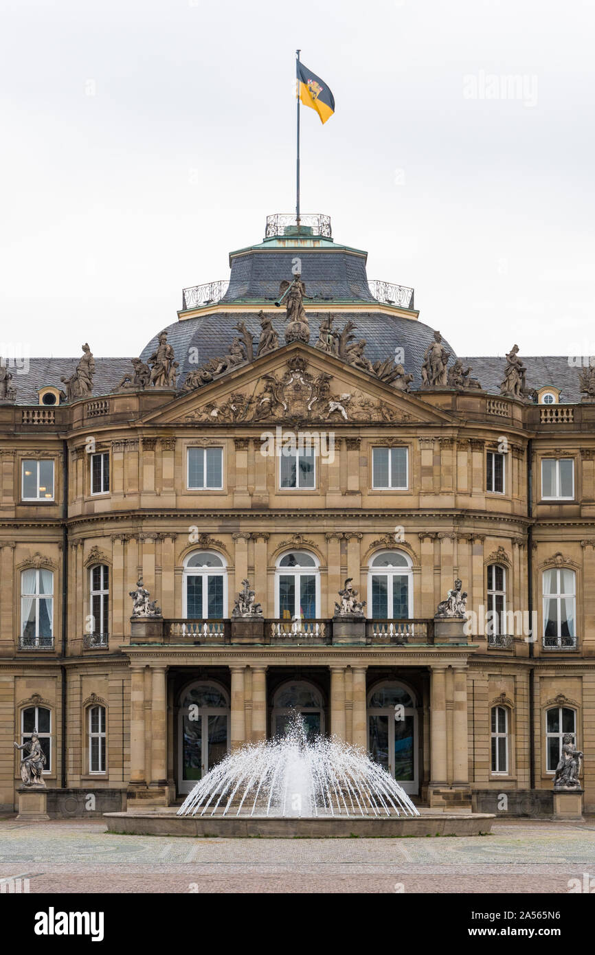 Entrance of the New Palace, Neues Schloss, in Stuttgart, Baden ...