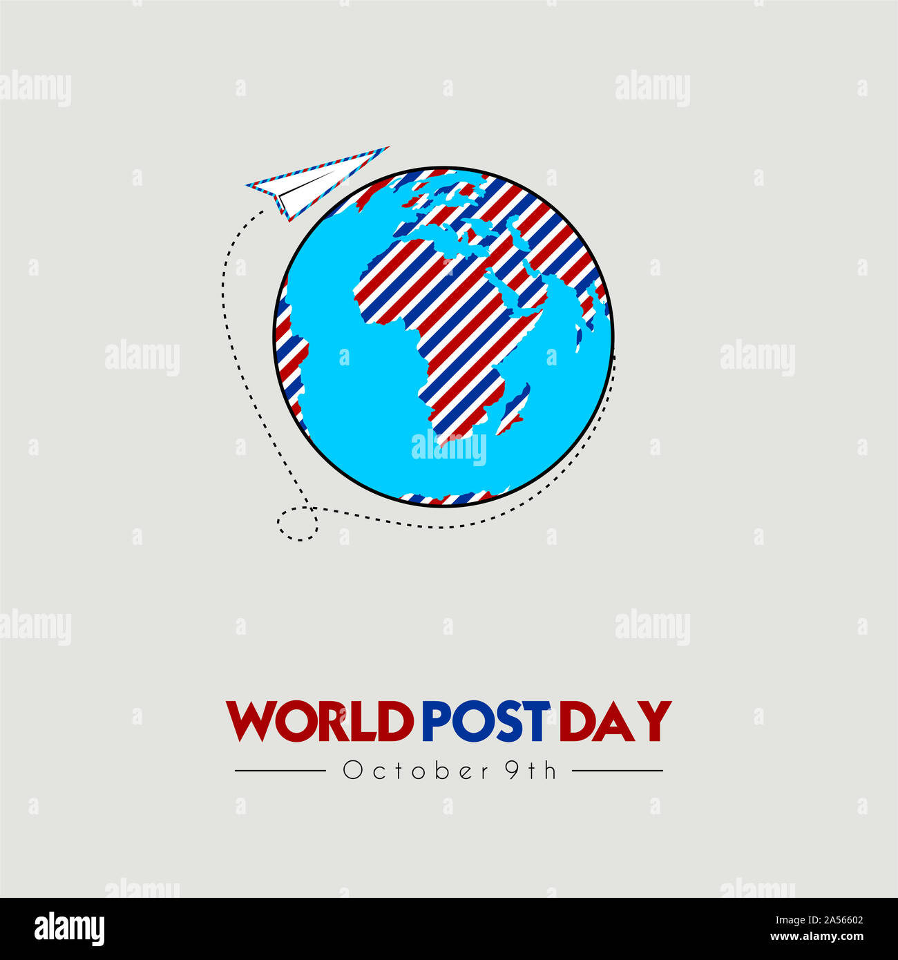 World Post Day with Flying paper on the world Stock Photo - Alamy