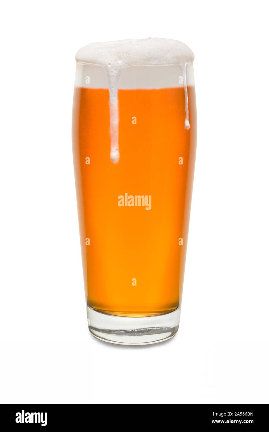 Craft Pub Glass with Beer and Foam Running Down Side of Glass #2 Stock ...