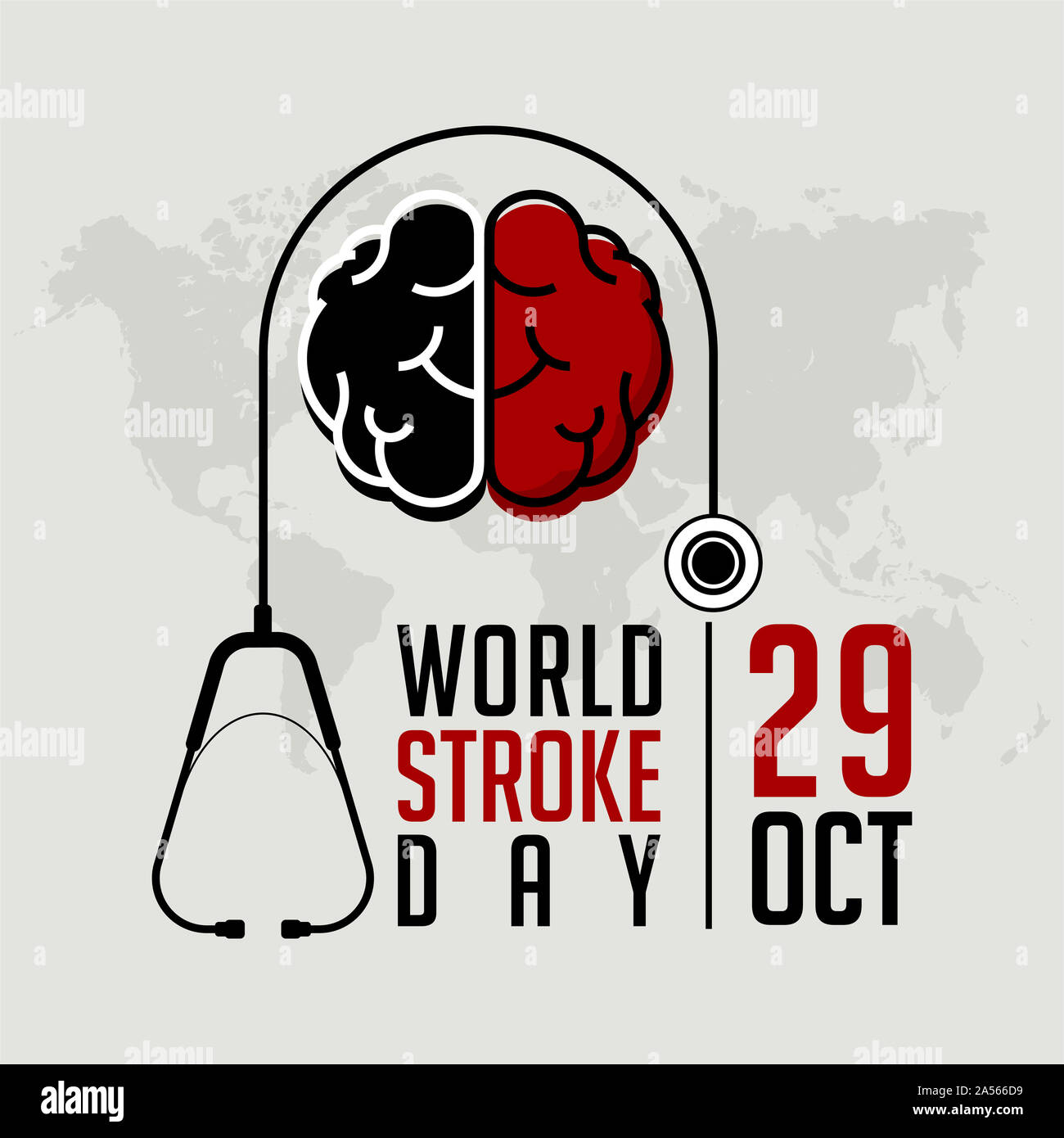 World Stroke Day on October 29, With the brain (side black and other ...