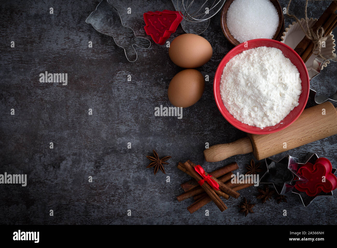 Baking ingredients for christmas cookies on white background Stock ...