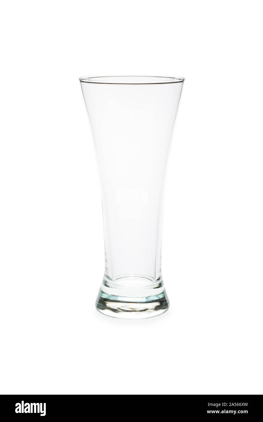 Empty pilsner glass isolated against white background Stock Photo - Alamy