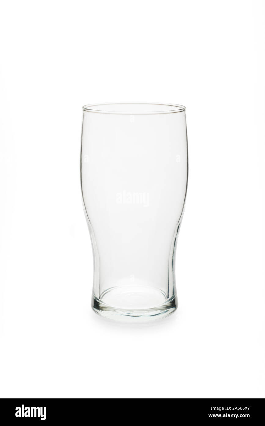 Empty pint glass isolated against white background Stock Photo - Alamy