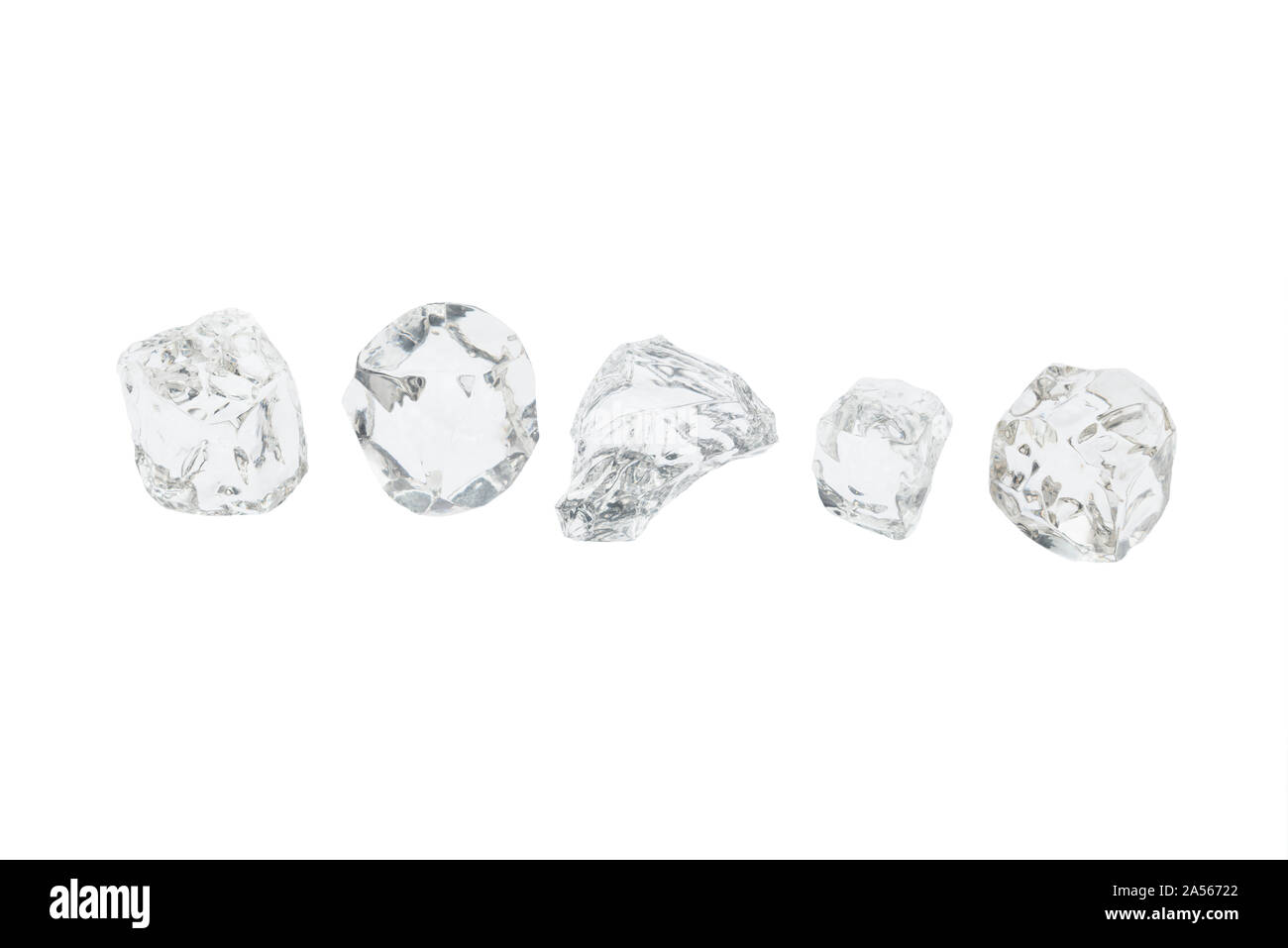 Set of five ice cubes isolated against white Stock Photo - Alamy