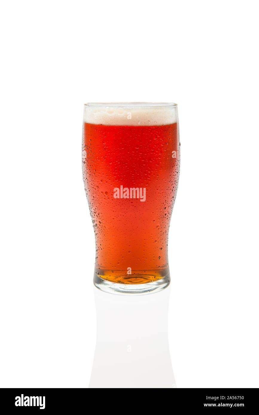 Beer in a pint glass with drop shadow isolated against white background ...