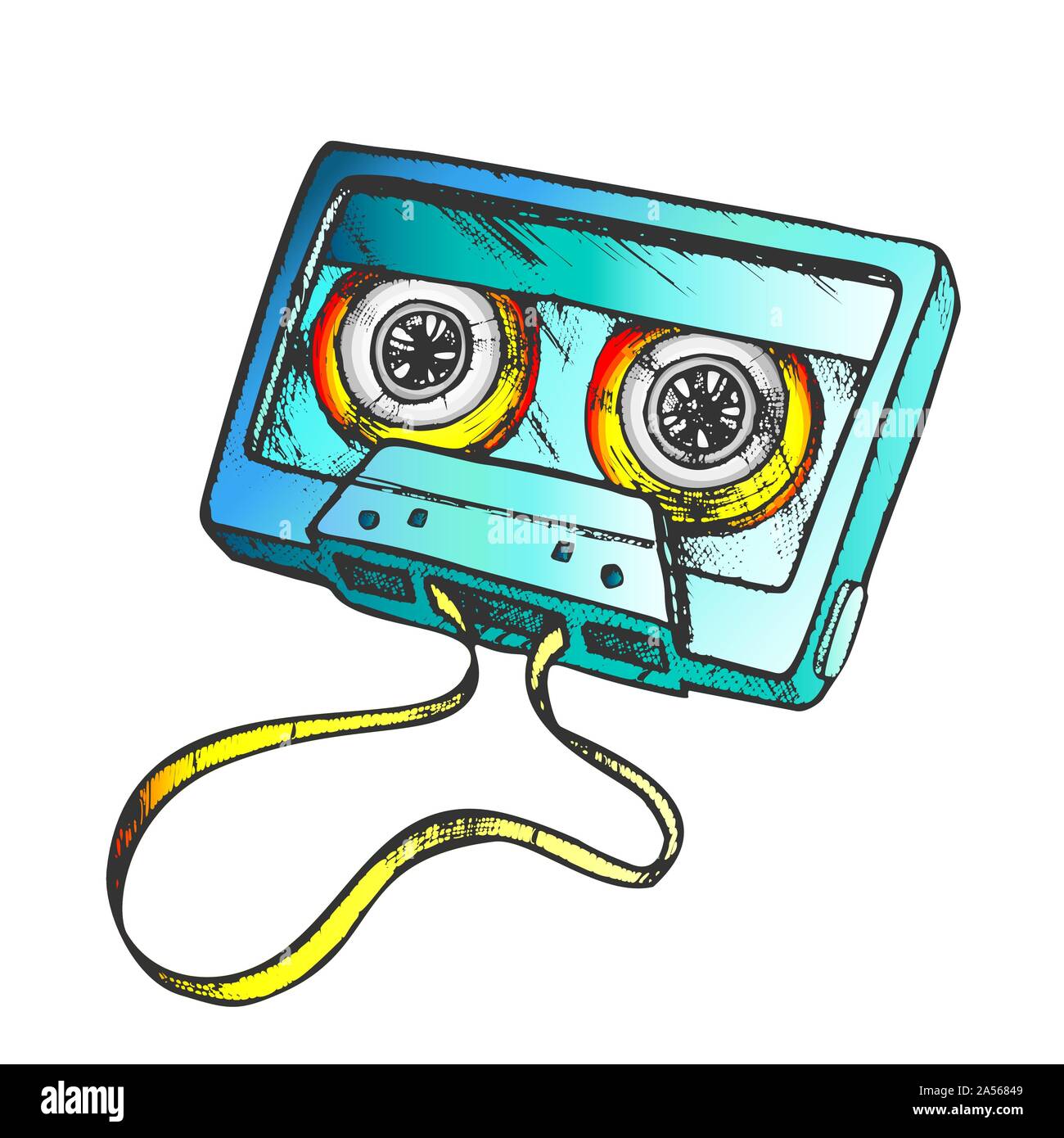 Cassette Tape For Listening Music Color Vector Stock Vector Image & Art ...