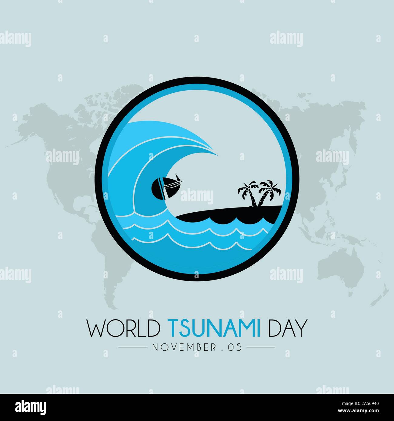 World Tsunami Day, Tsunami icon, November 05, vector design Stock ...