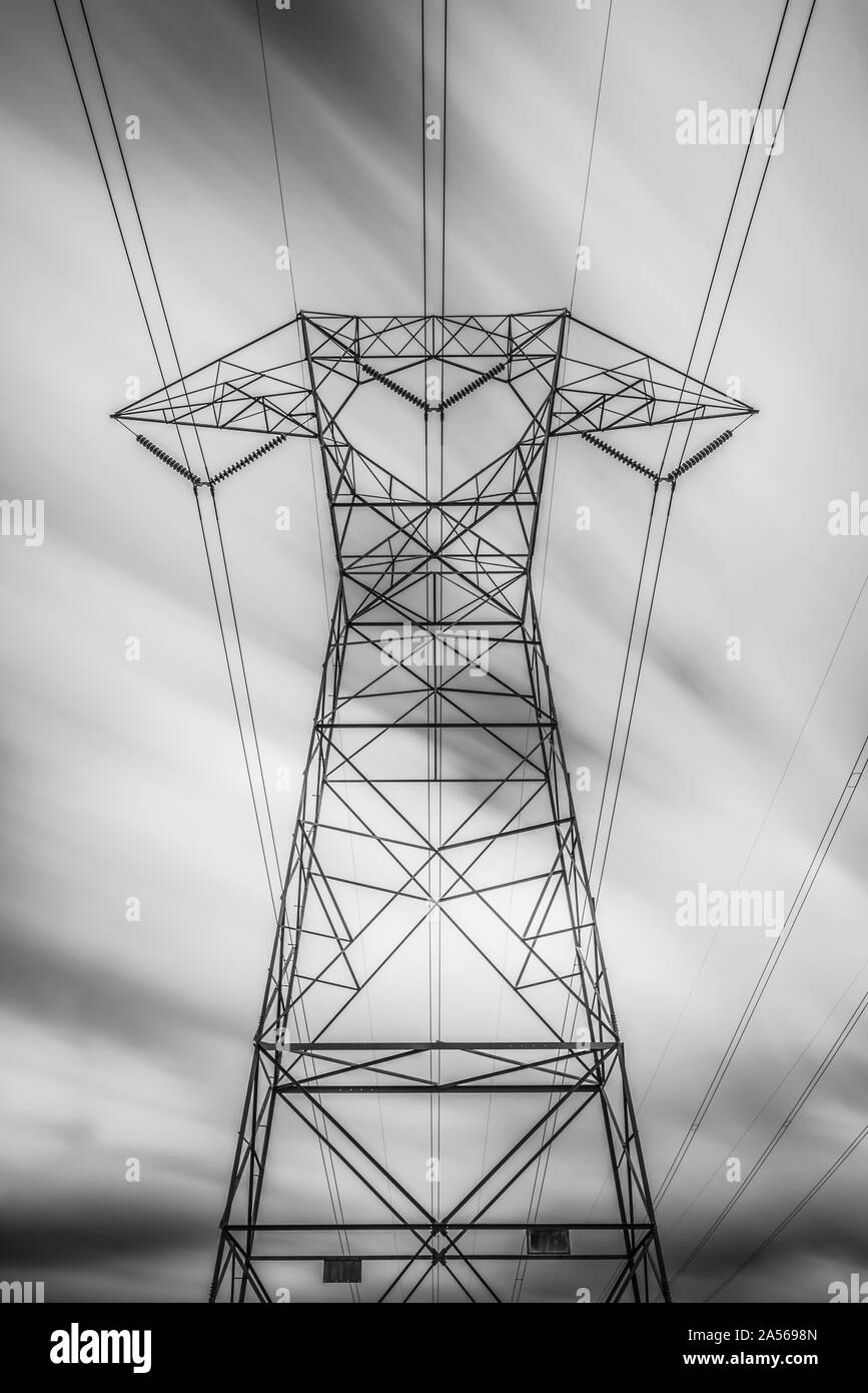Black and white transmission tower hi-res stock photography and images ...