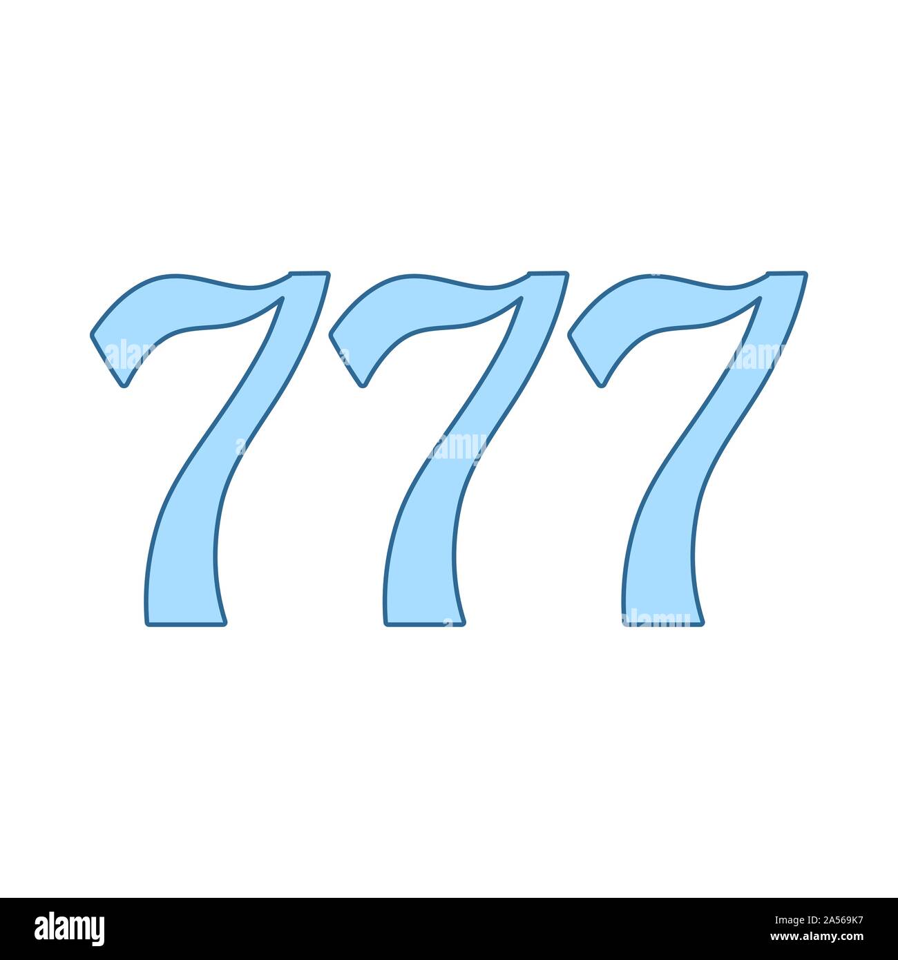 777 Icon. Thin Line With Blue Fill Design. Vector Illustration Stock ...