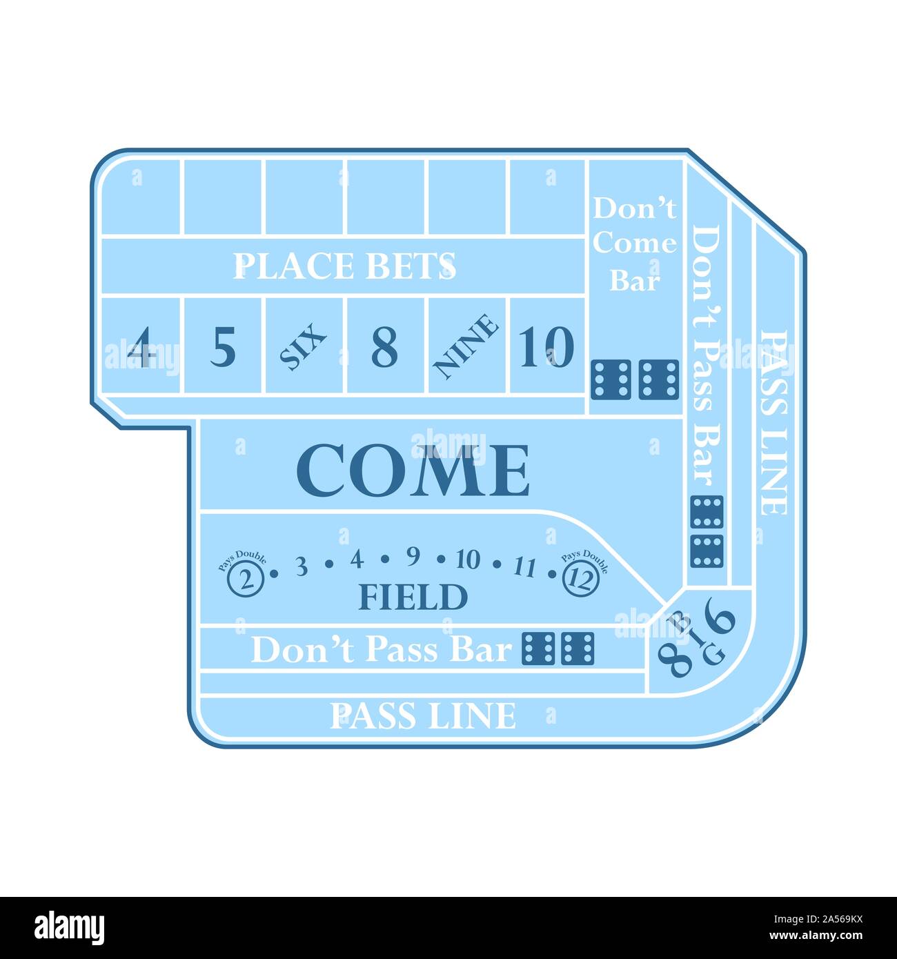 Craps Table Icon. Thin Line With Blue Fill Design. Vector Illustration ...