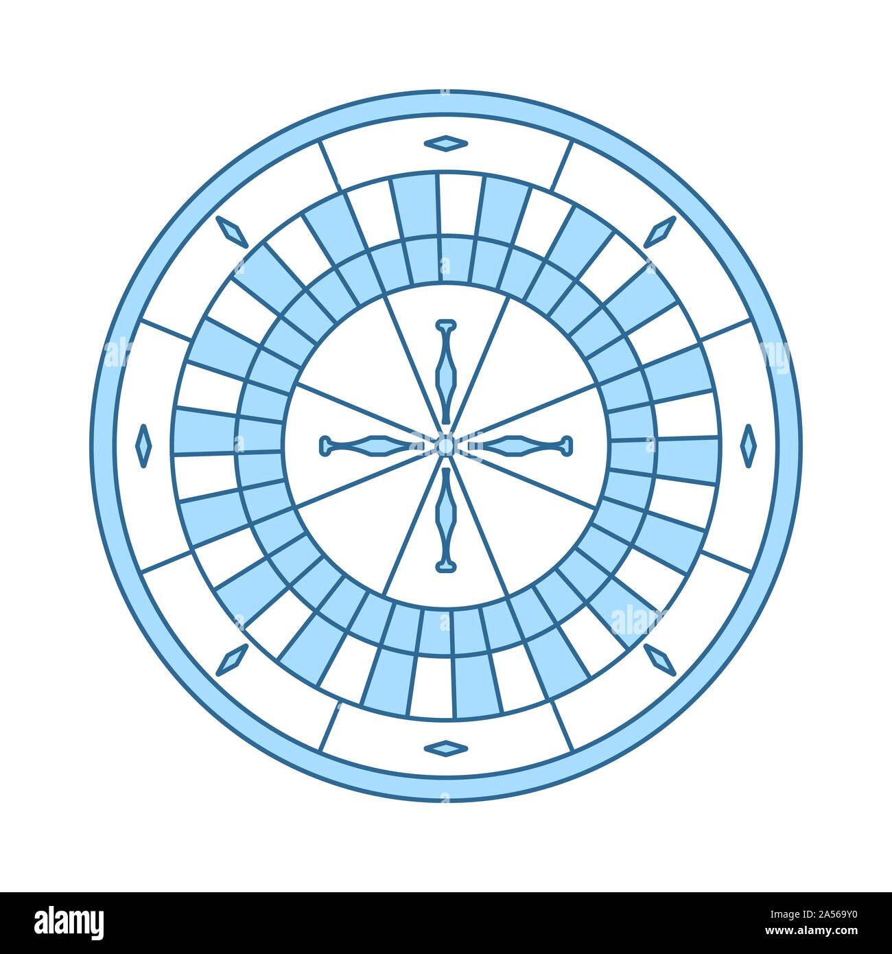 Roulette Wheel Icon. Thin Line With Blue Fill Design. Vector ...