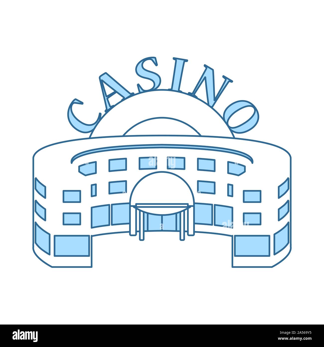 Casino Building Icon. Thin Line With Blue Fill Design. Vector ...