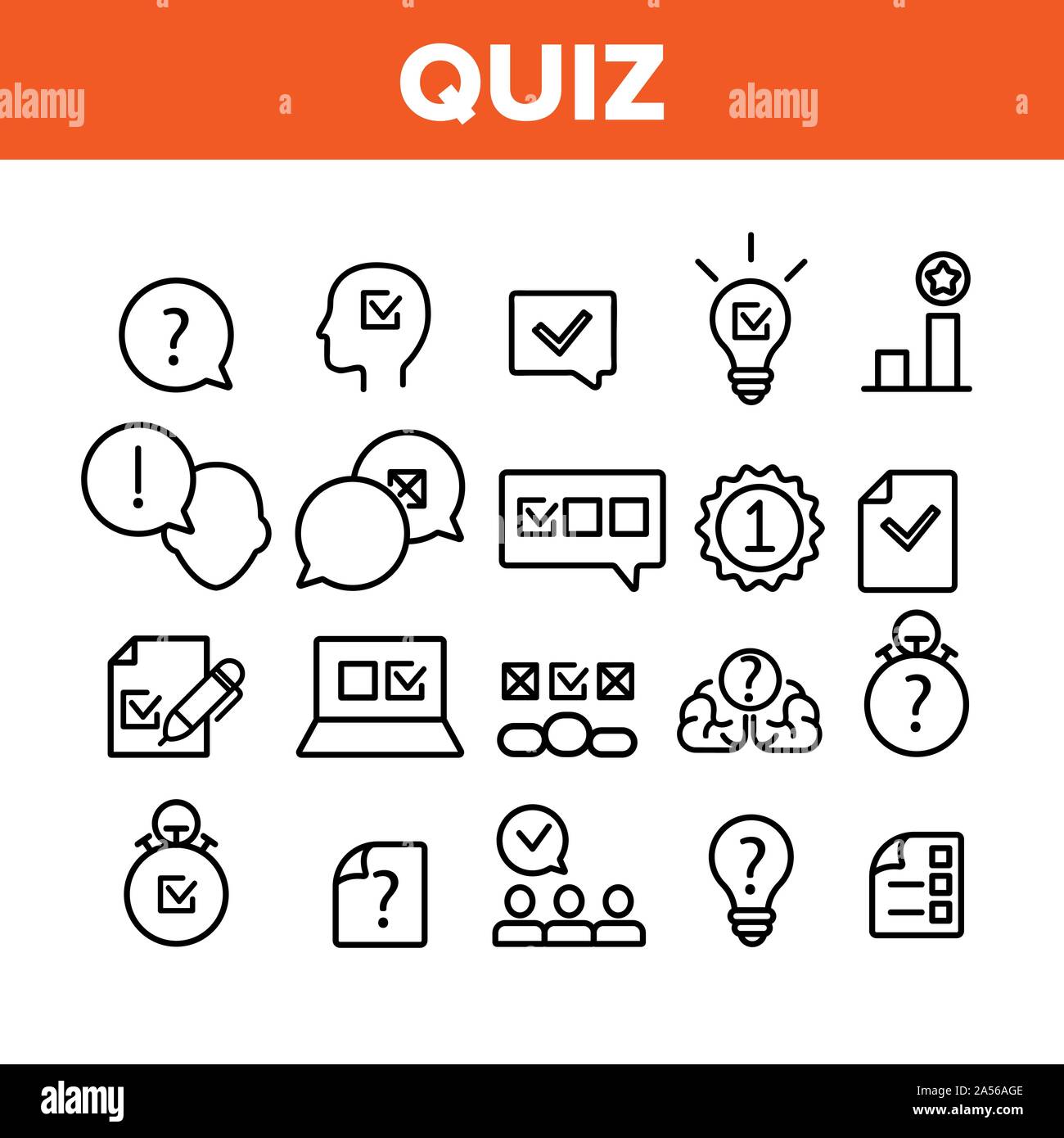 Quiz Game Collection Elements Icons Set Vector Stock Vector Image & Art ...