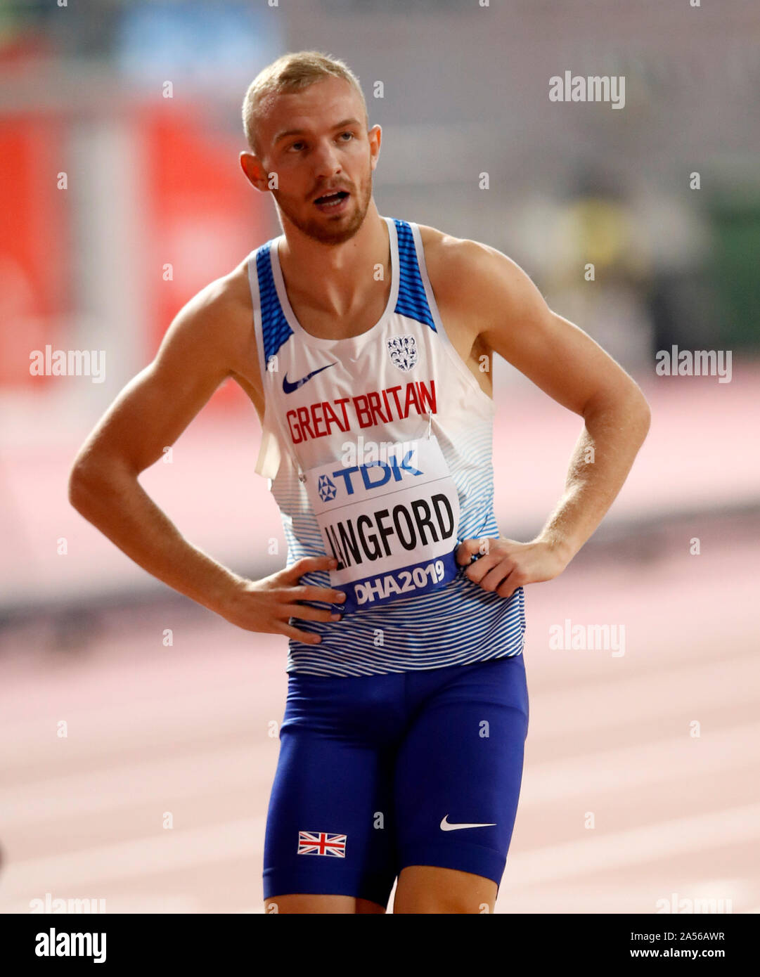 Great Britain's Kyle Langford after competing in the Men's 800m heats ...