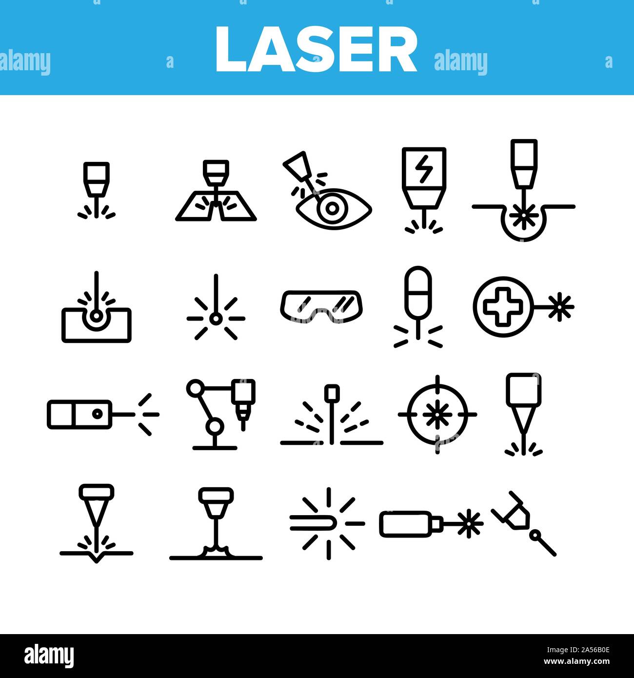 Laser Beam Collection Elements Icons Set Vector Stock Vector Image ...