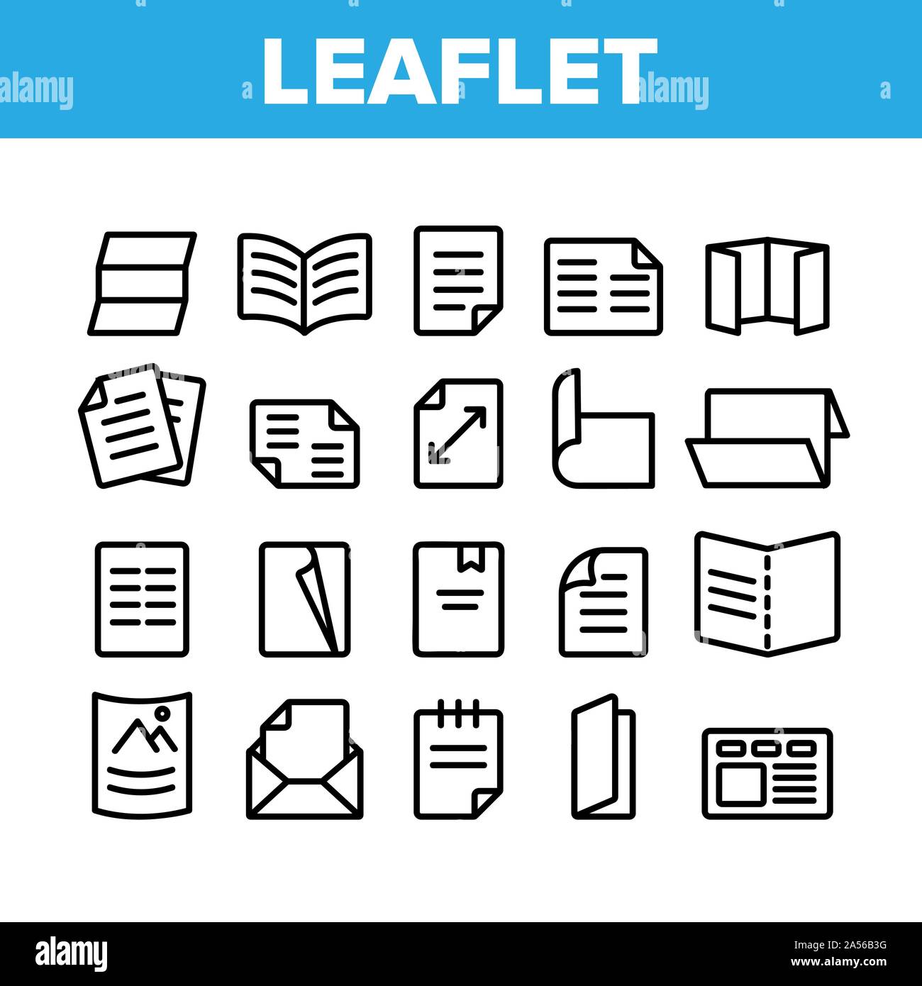 Leaflet Paper Collection Elements Icons Set Vector Stock Vector Image ...