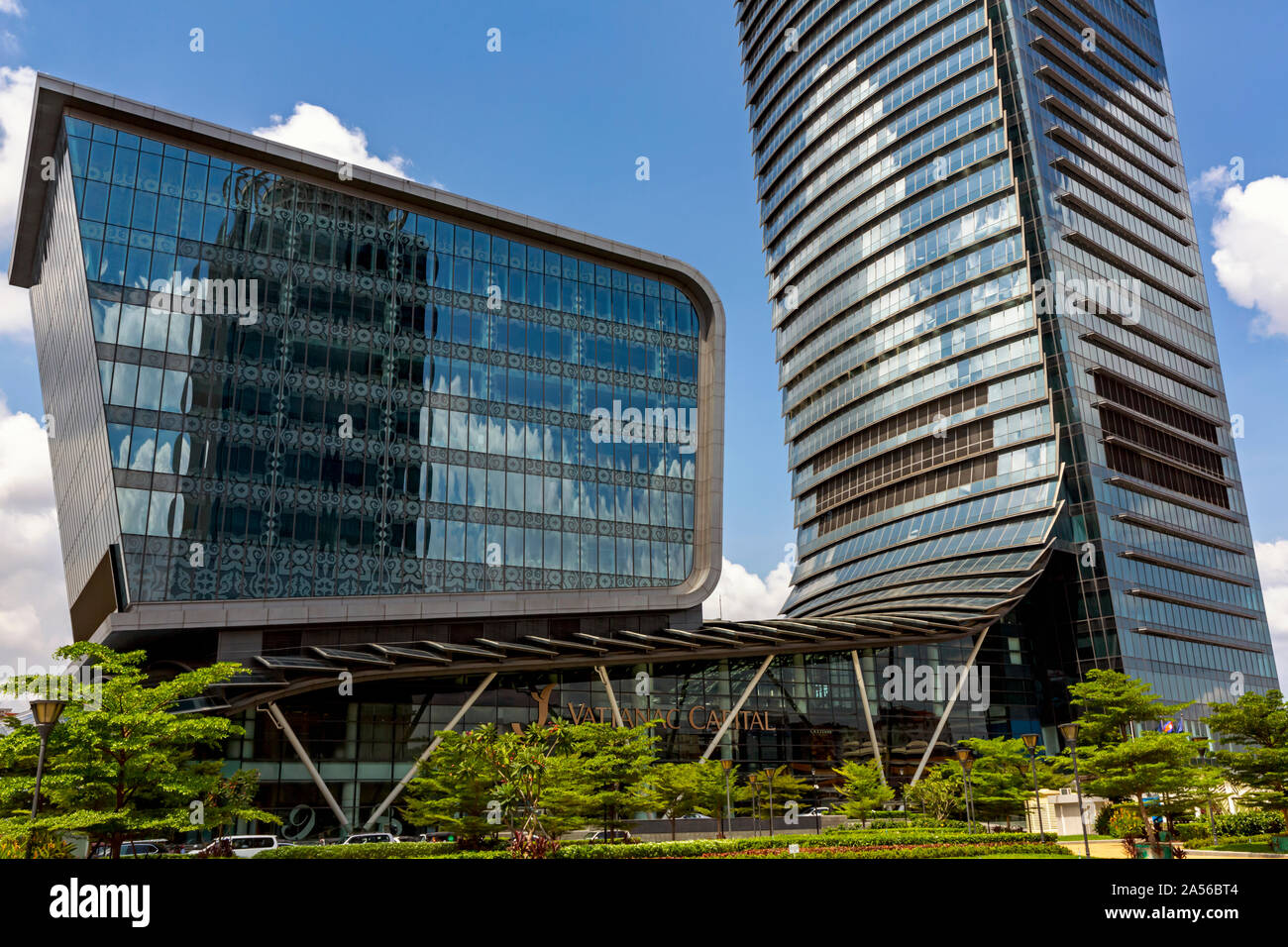 New & modern Vattanac Capital bank building, which includes an indoor ...