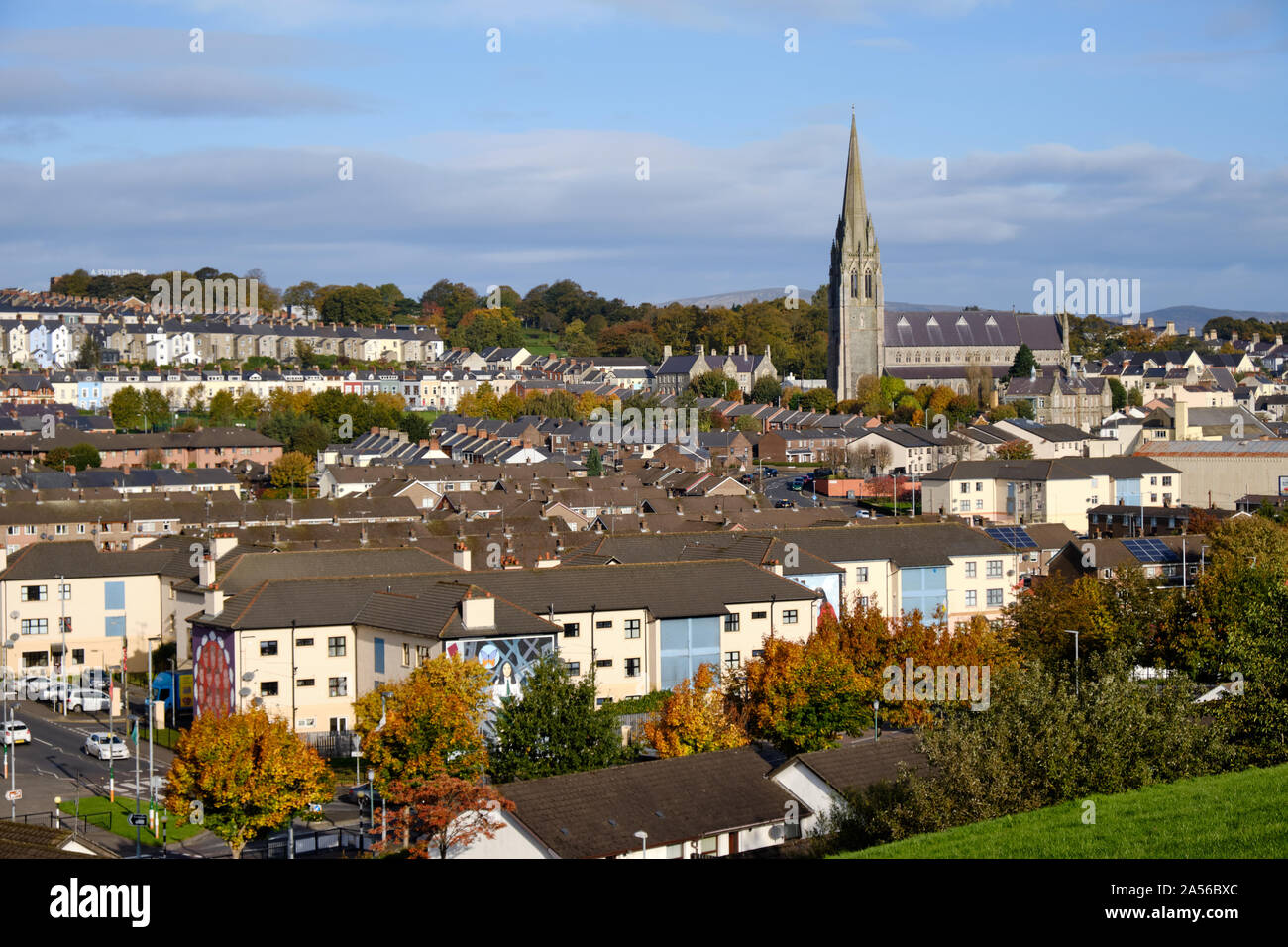 Ensemble view of Bogside area on Derry Londonderry dominated by ...
