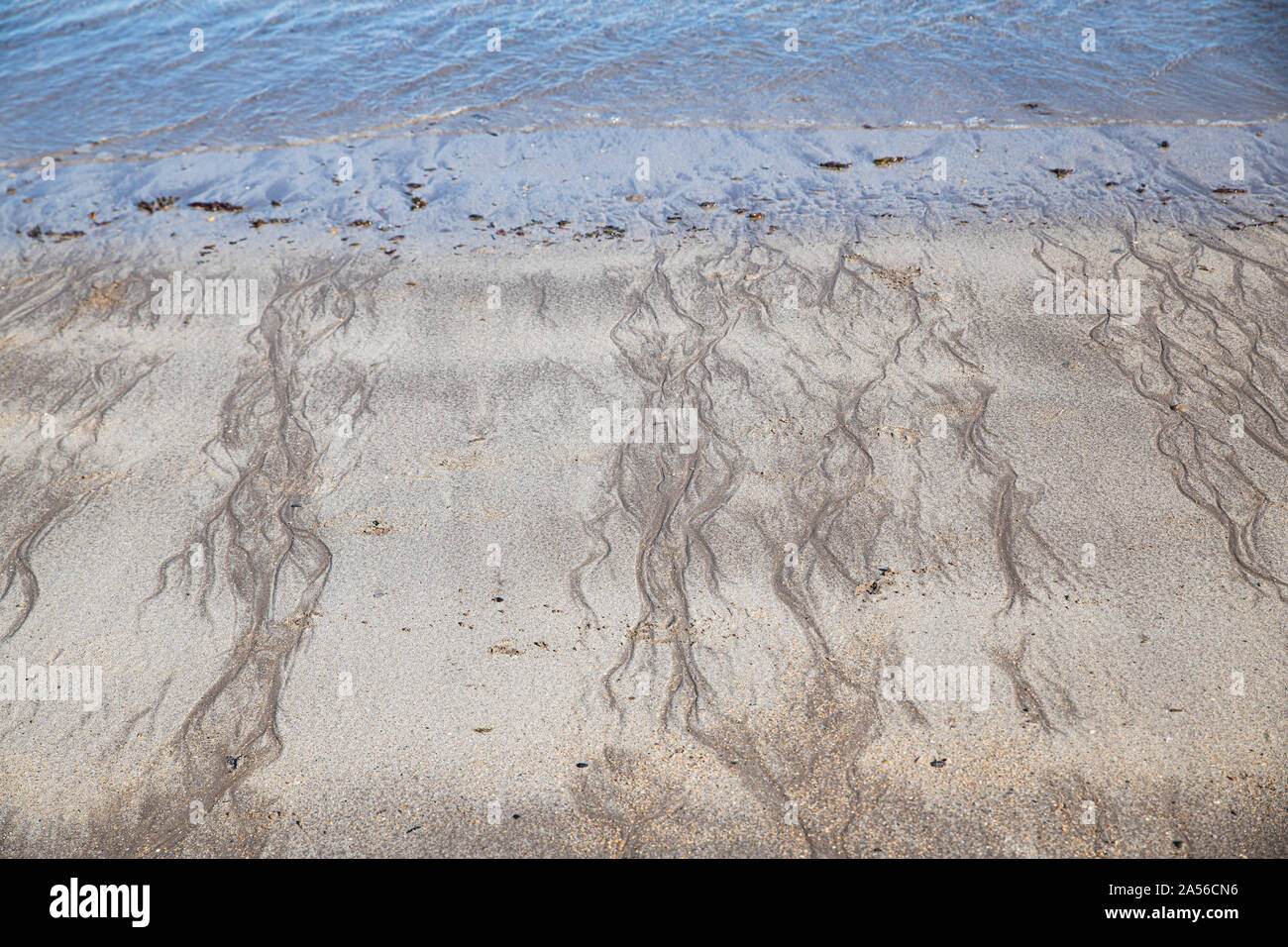 Sea water flow patterns in the sand Stock Photo - Alamy