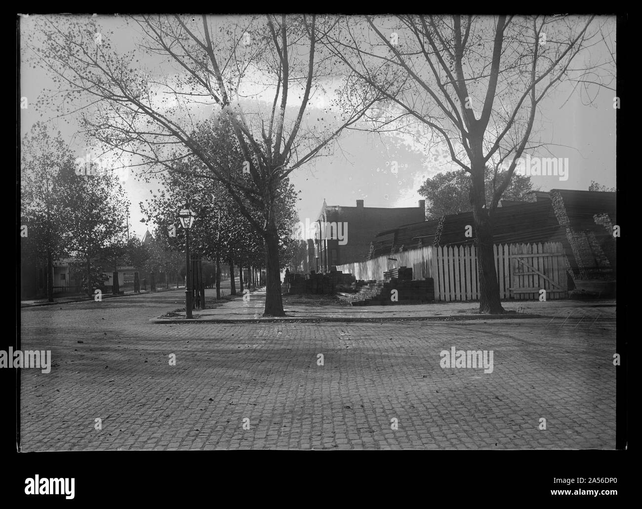 View looking West on G Street, showing side view of lumber yard Stock ...