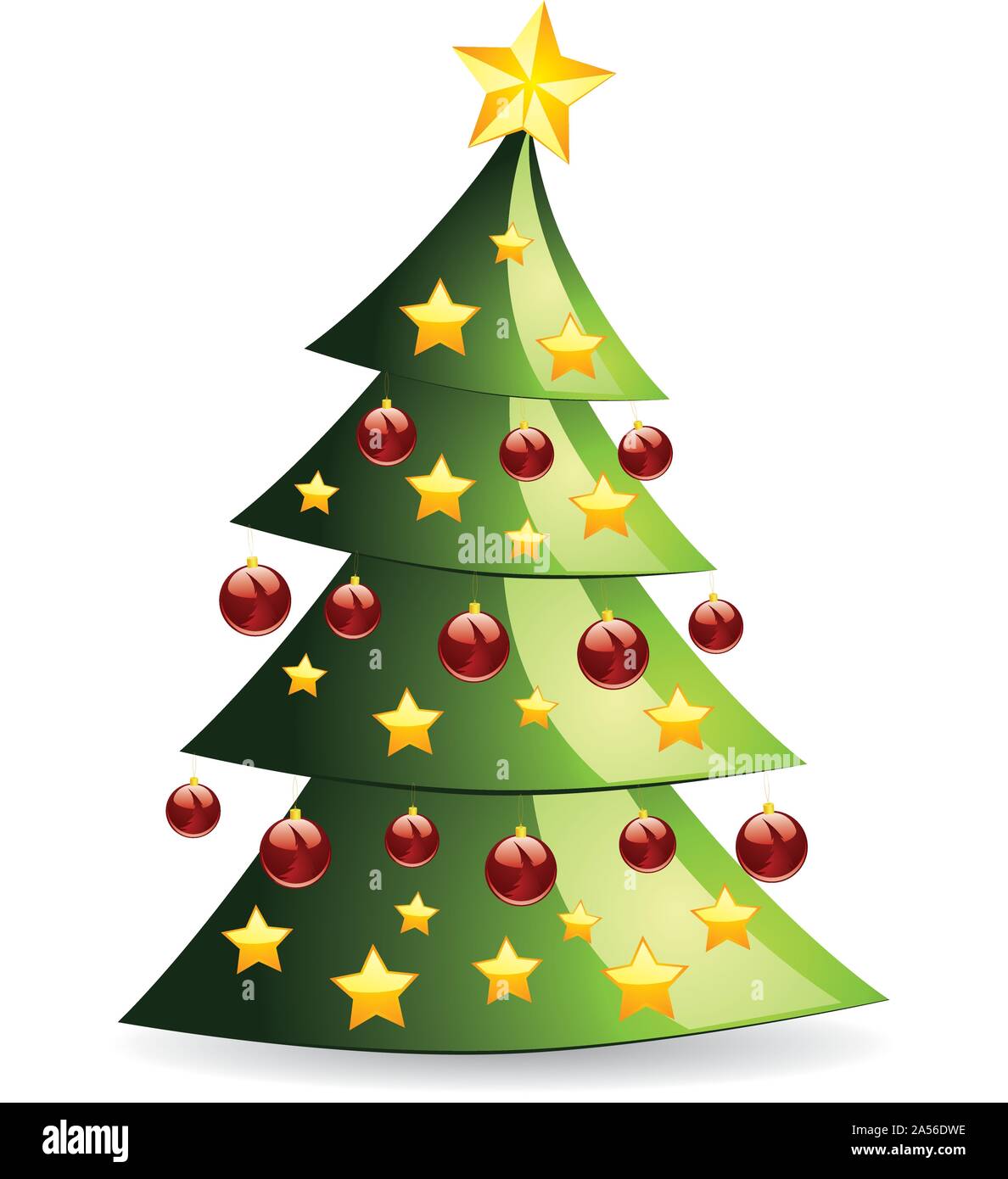 Illustration of decorated abstract Christmas tree on white background ...