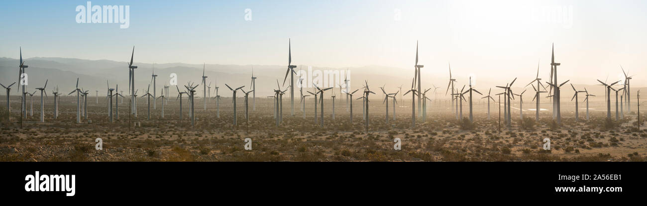 Sunrise Windmill Farm Stock Photo - Alamy