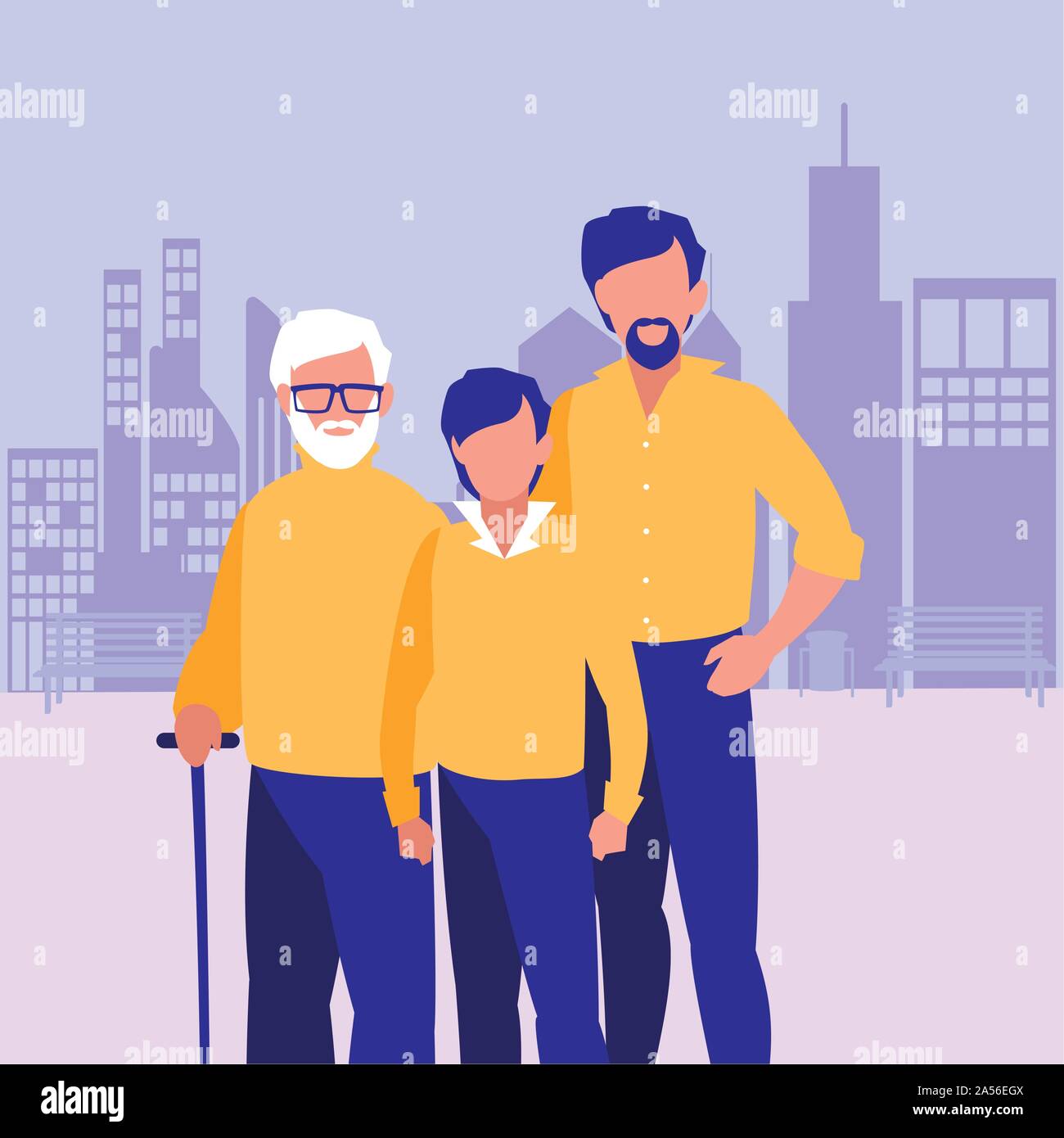 scene of faceless men in park in the city vector illustration design ...
