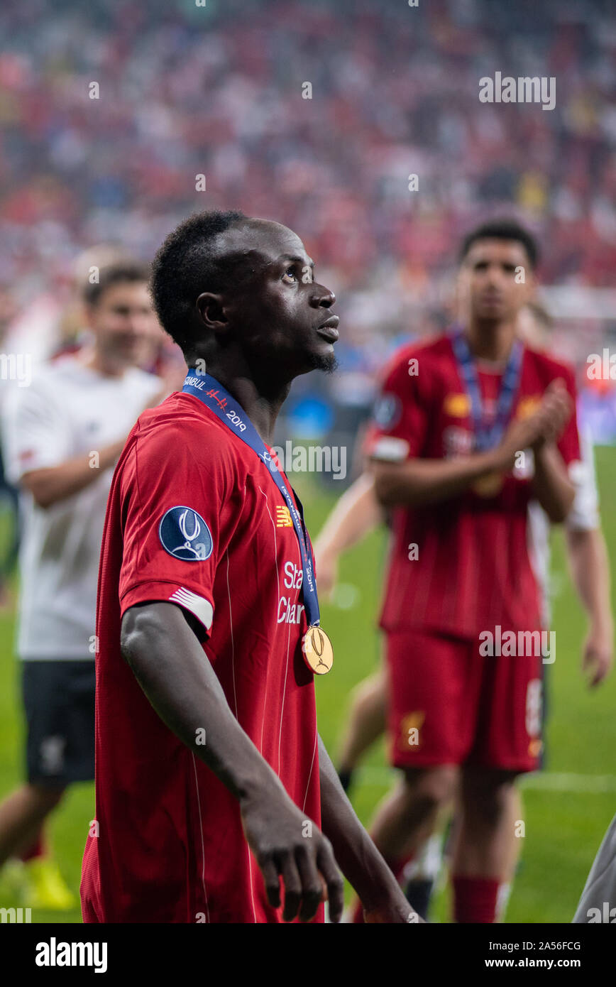 Istanbul, Turkey - August 14, 2019: Sadio Mane player of Liverpool FC ...