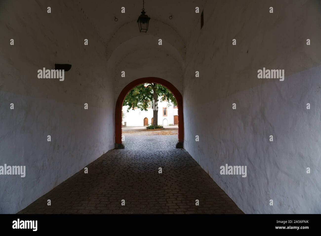 The gate entrance of the castle Hadamar with a tunnel to the lock place ...