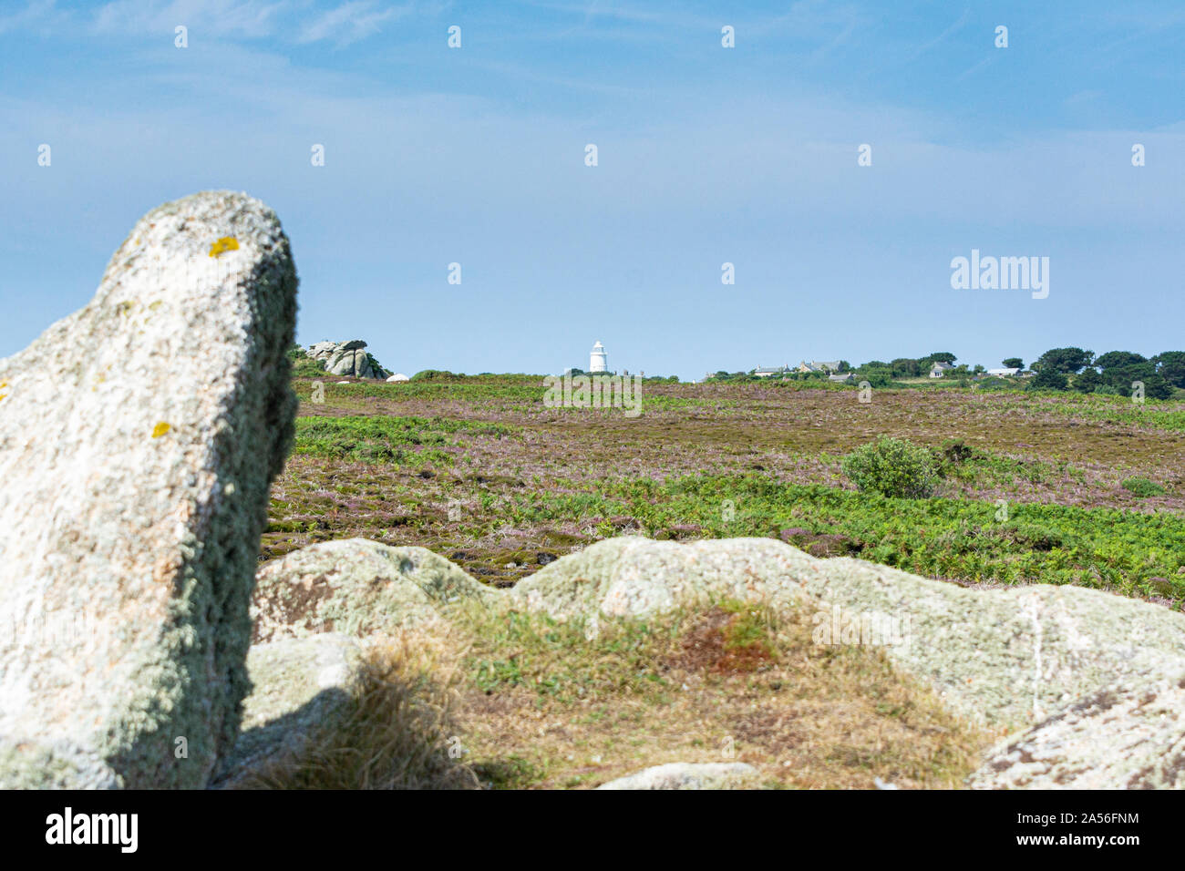 St Agnes Lighthouse seen from Gugh, Isles of Scilly Stock Photo - Alamy
