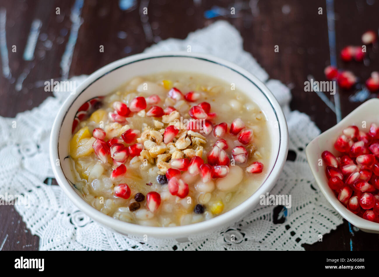 Traditional Turkish dessert Asure or Ashure making from the boiled ...