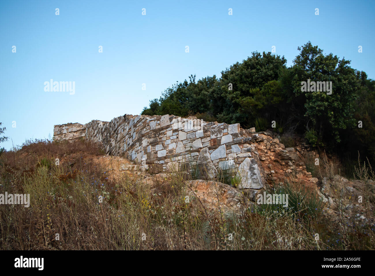 Archeological site of ancient Stagira above Olympiada, Greece Stock ...