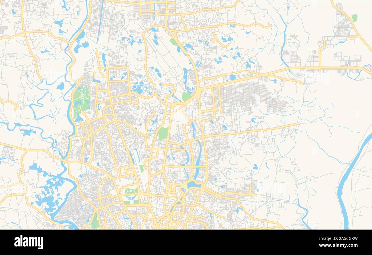 Printable street map of Dhaka, Bangladesh. Map template for business ...