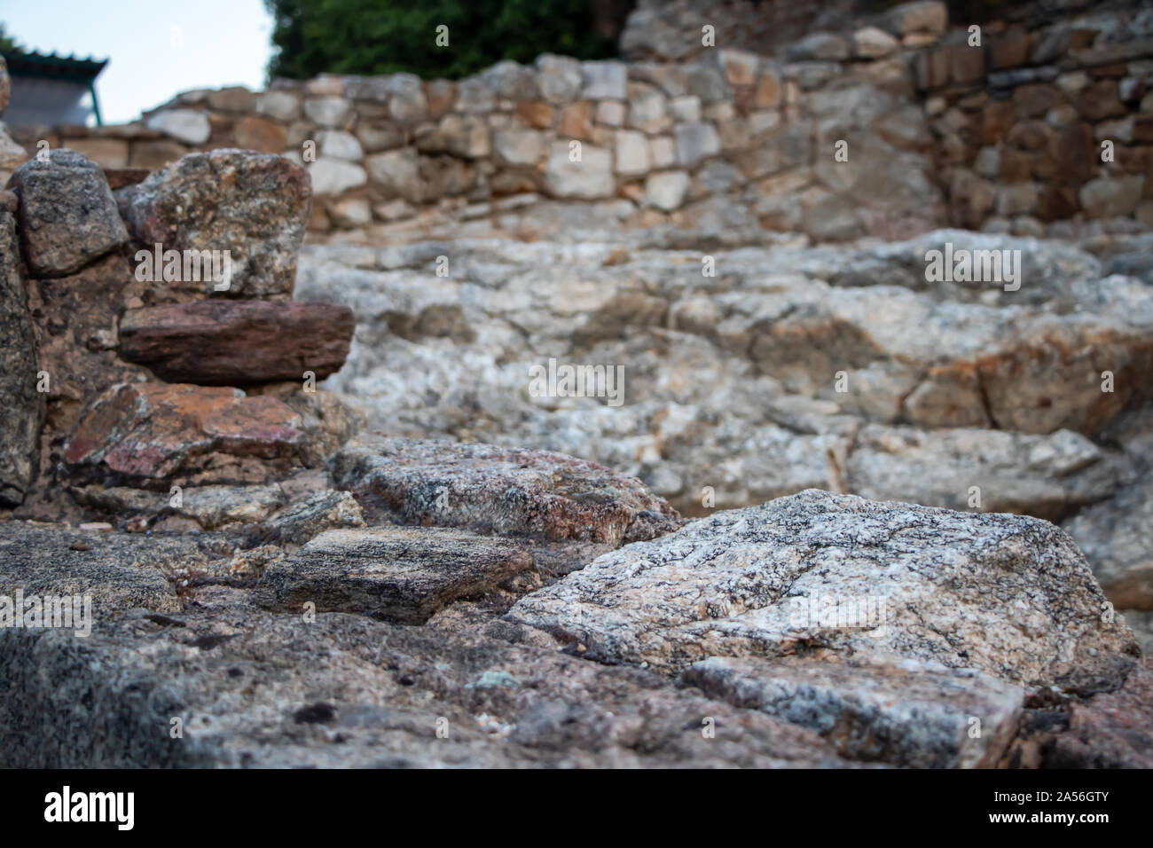 Archeological site of ancient Stagira above Olympiada, Greece Stock ...