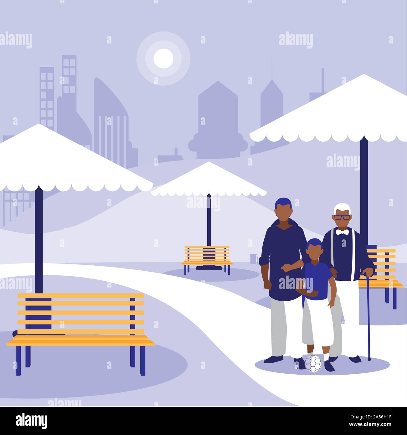 scene of faceless men in park in the city vector illustration design ...