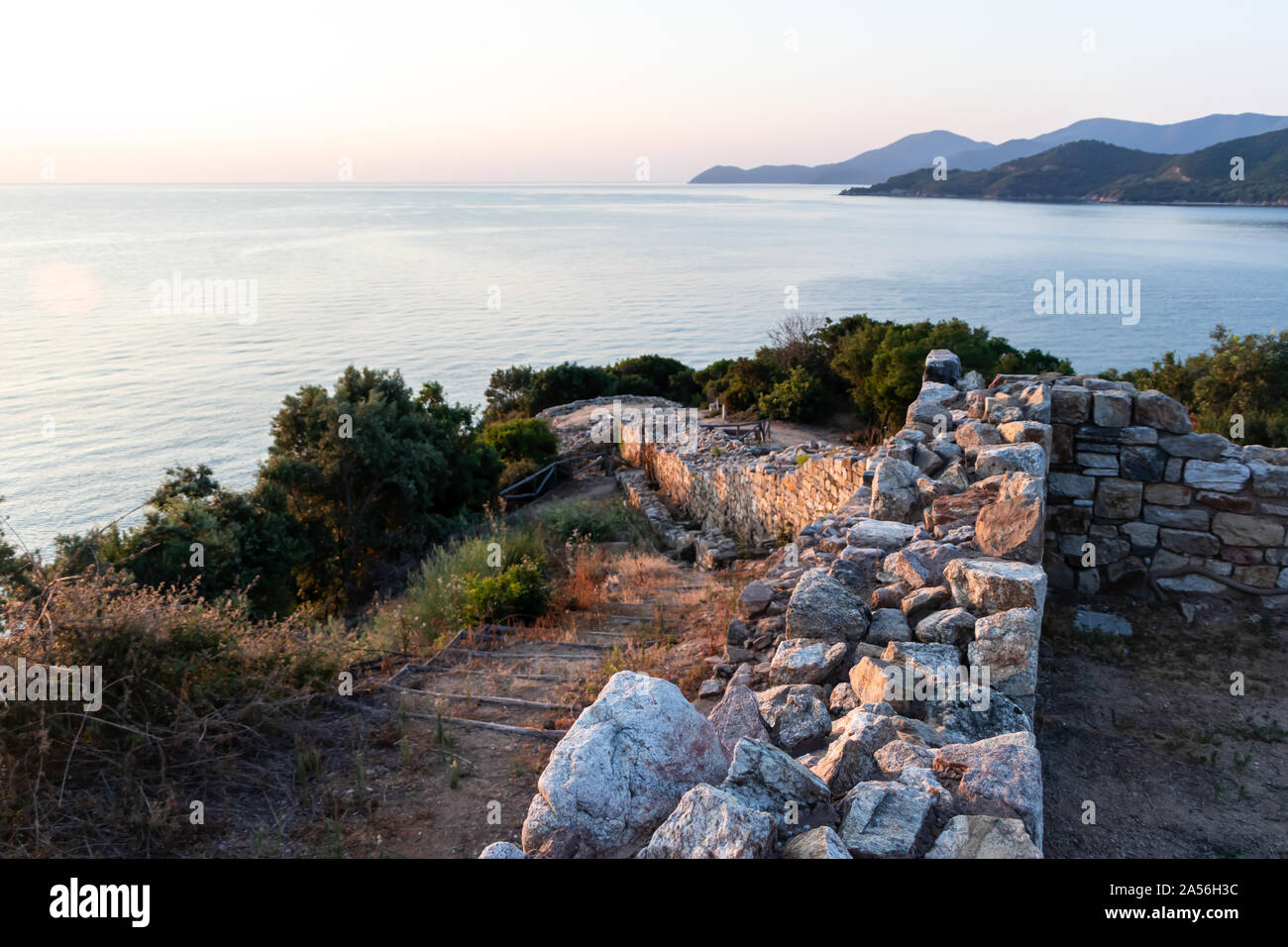 Archeological site of ancient Stagira above Olympiada, Greece Stock ...