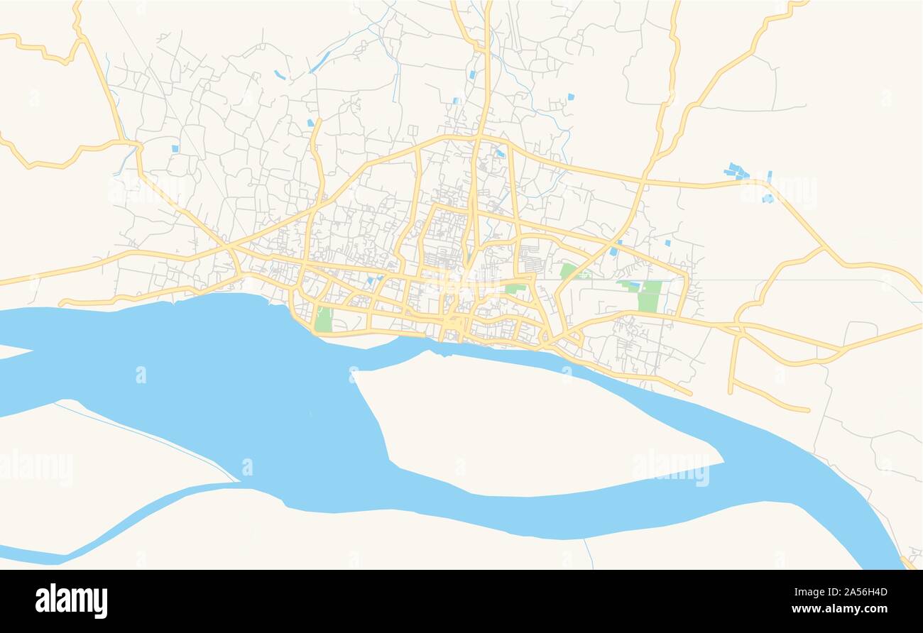 Printable street map of Rajshahi, Bangladesh. Map template for business ...