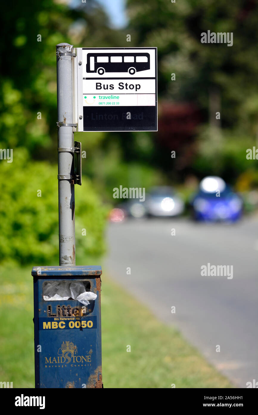 Rural bus stop sign, Loose Village, Maidstone, Kent, UK Stock Photo - Alamy