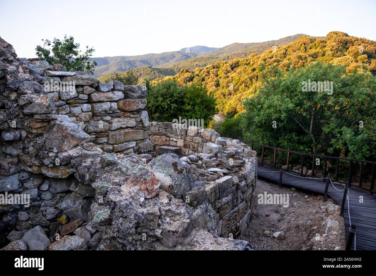 Archeological site of ancient Stagira above Olympiada, Greece Stock ...