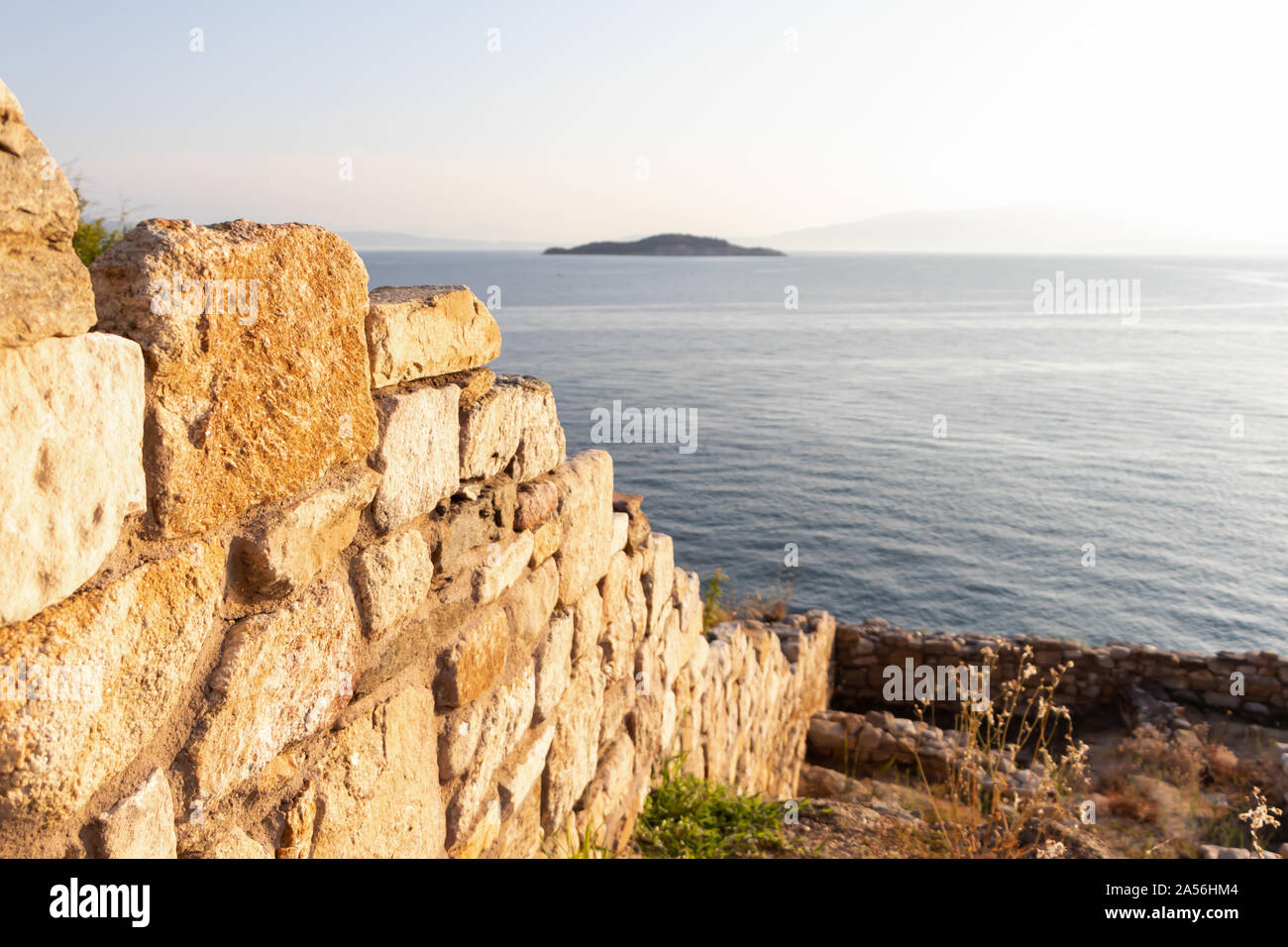 Archeological site of ancient Stagira above Olympiada, Greece Stock ...